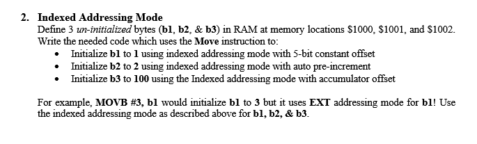 2. Indexed Addressing Mode Define 3 un-initialized | Chegg.com