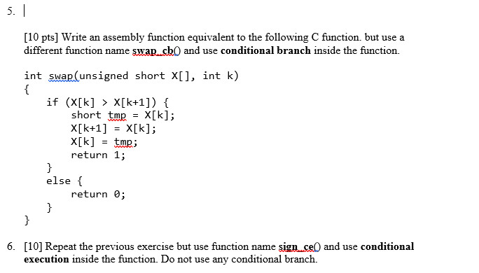 Solved 51 10 Pts Write An Assembly Function Equivalent To 