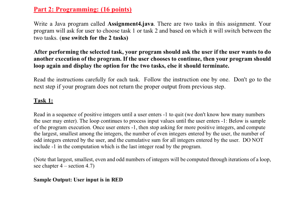 Solved Part 2: Programming: (16 points) Write a Java program | Chegg.com