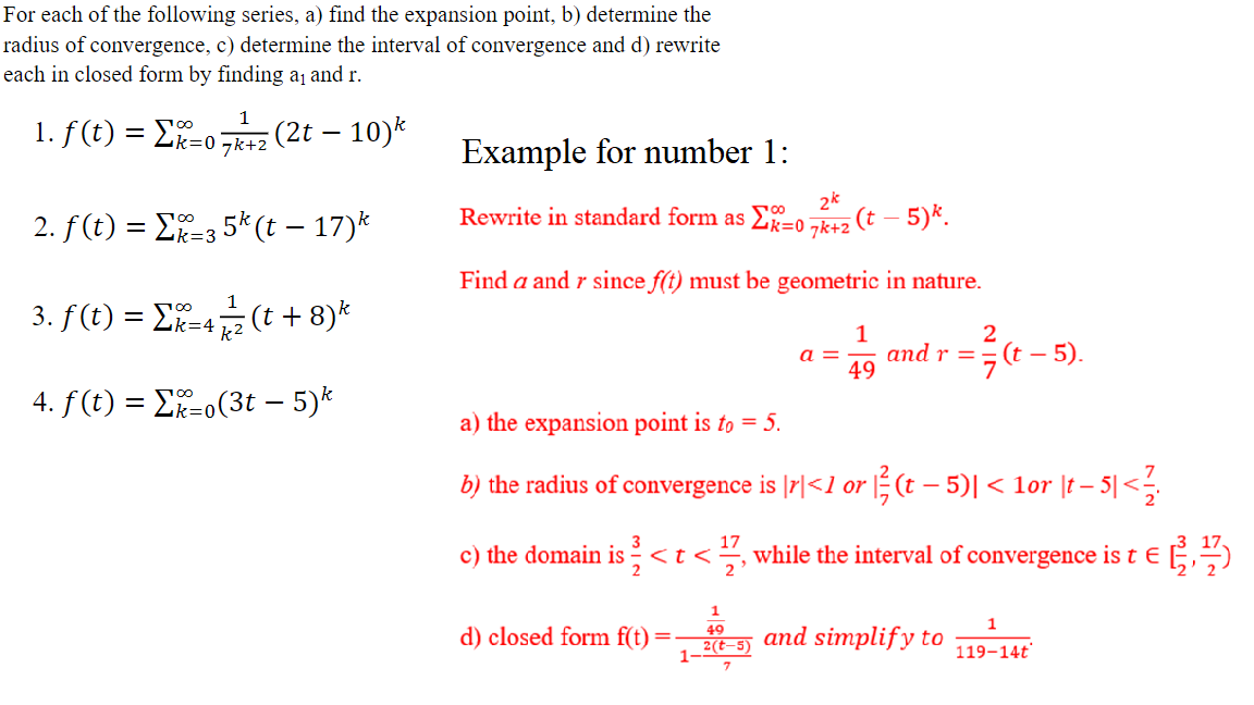 Solved For each of the following series, a) find the | Chegg.com