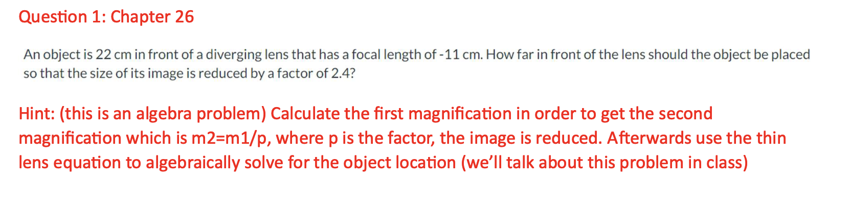Solved Question 1: Chapter 26An object is 22 ﻿cm in front of | Chegg.com