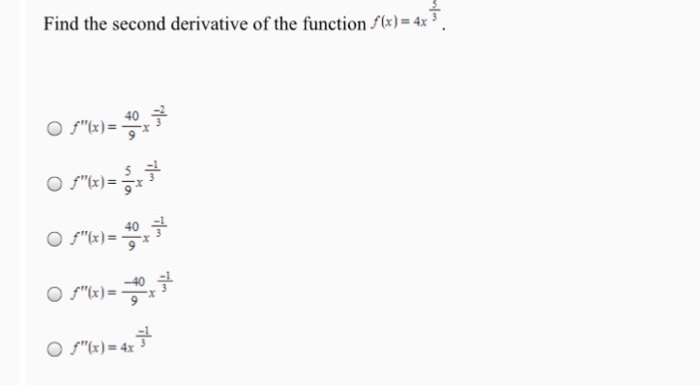 Solved Find the second derivative of the function f(x)=4x 3 | Chegg.com
