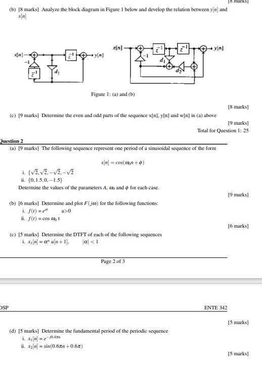 Solved (b) [8 marks] Analyze the block diagram in Figure 1 | Chegg.com