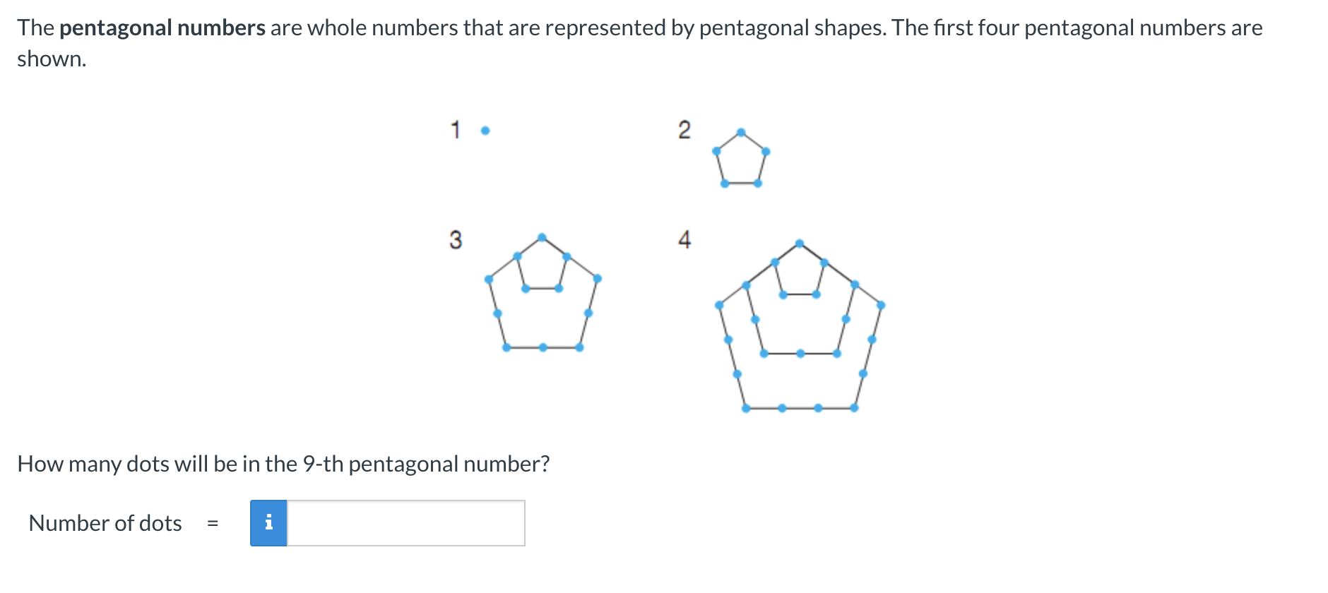Solved The pentagonal numbers are whole numbers that are | Chegg.com