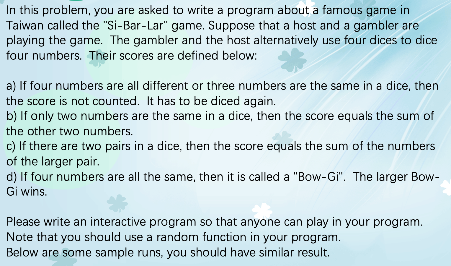Solved In this problem, you are asked to write a program | Chegg.com
