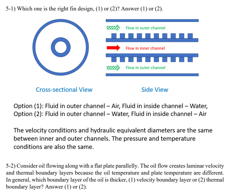 Solved 5-1) Which one is the right fin design, (1) or (2)? | Chegg.com