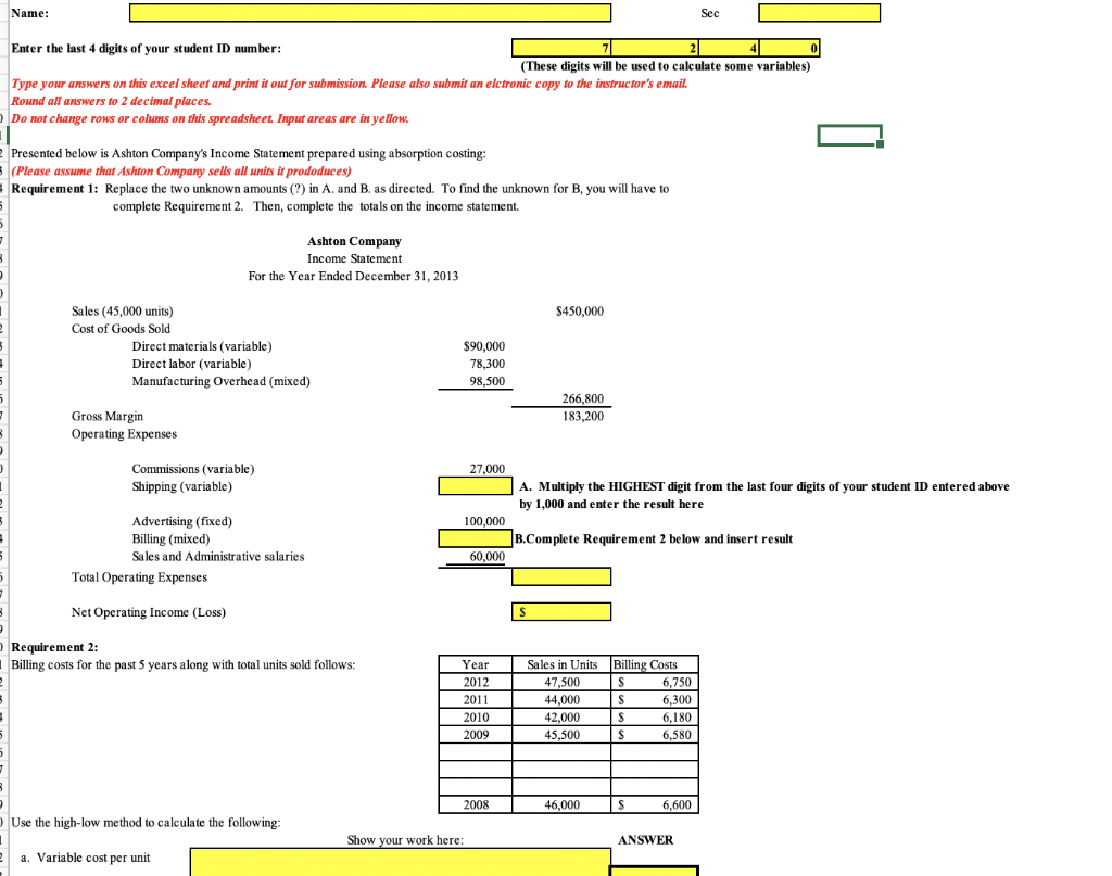 Solved Name: Sec Enter the last 4 digits of your student ID | Chegg.com