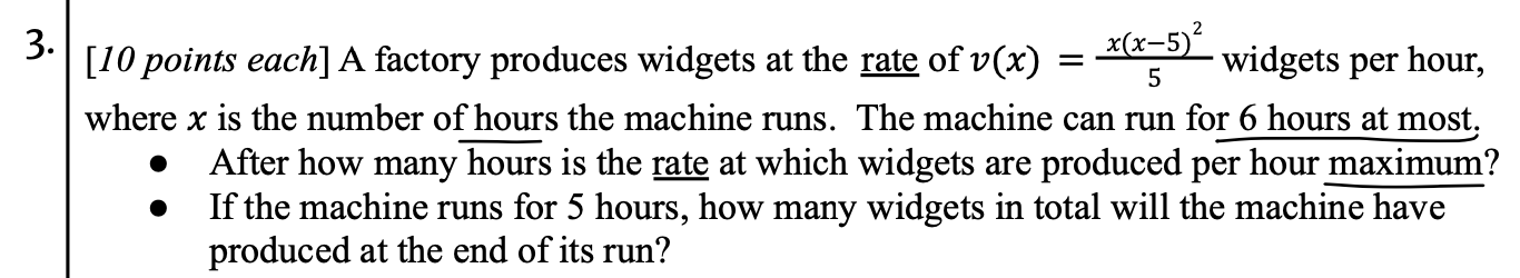 Solved 3. [10 points each] A factory produces widgets at the | Chegg.com
