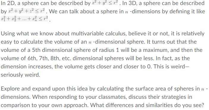 Solved In 2D, a sphere can be described by x2+y2