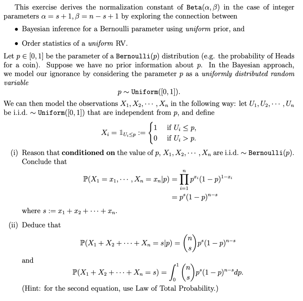Solved This exercise derives the normalization constant of | Chegg.com