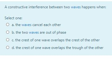 Solved A constructive interference between two waves happens | Chegg.com