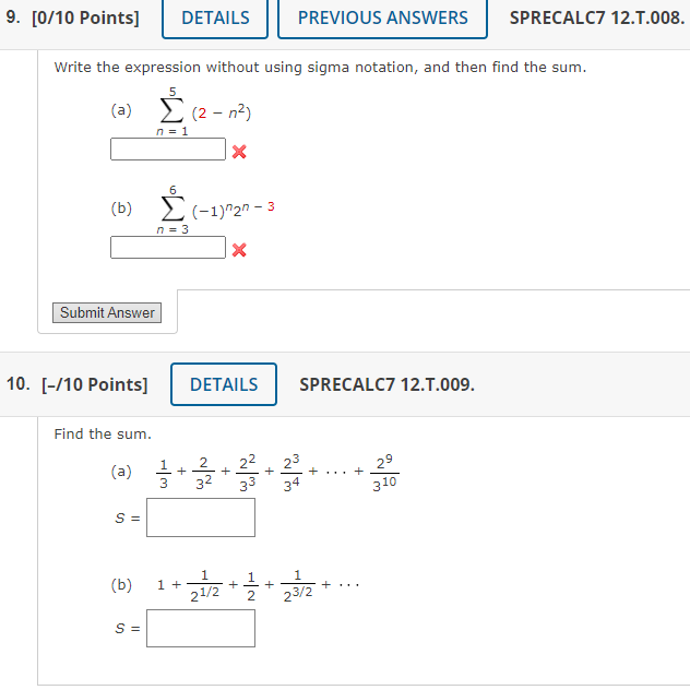 Solved Write the expression without using sigma notation, | Chegg.com