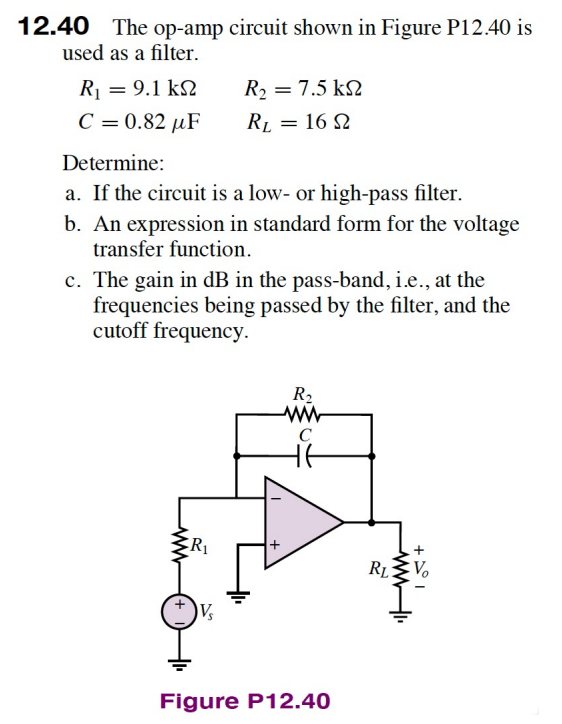 Solved 12.40 The op-amp circuit shown in Figure P12.40 is | Chegg.com