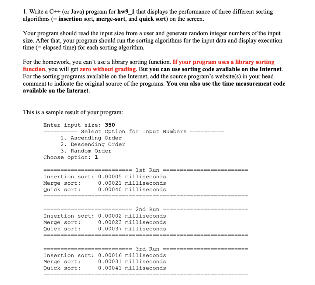Solved 1. Write a CH (or Java) program for hw9_1 that | Chegg.com