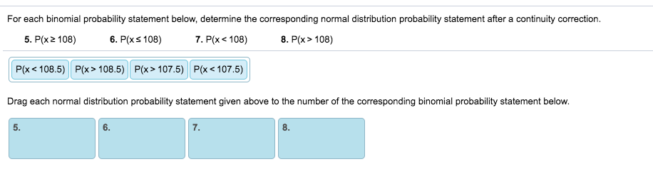Solved For each binomial probability statement below, | Chegg.com