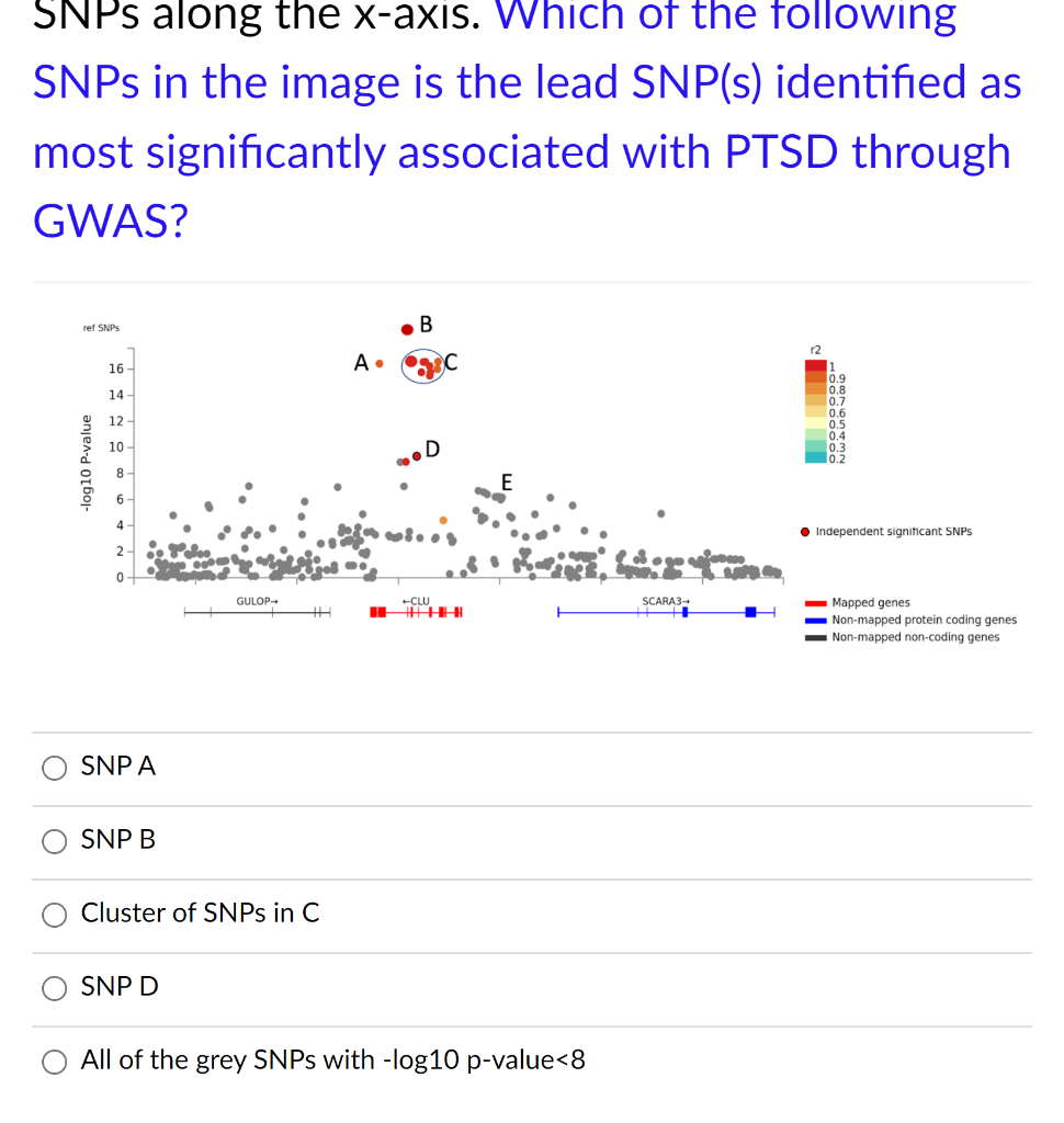 Solved Below is a zoomed-in Manhattan plot for SNPs that | Chegg.com