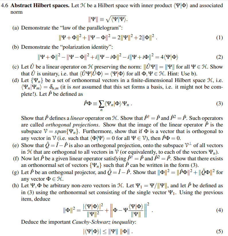 Solved 6 Abstract Hilbert Spaces Let H Be A Hilbert Space