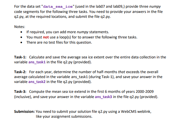 Solved For the data set "data_sea_ice" (used in the lab07 | Chegg.com