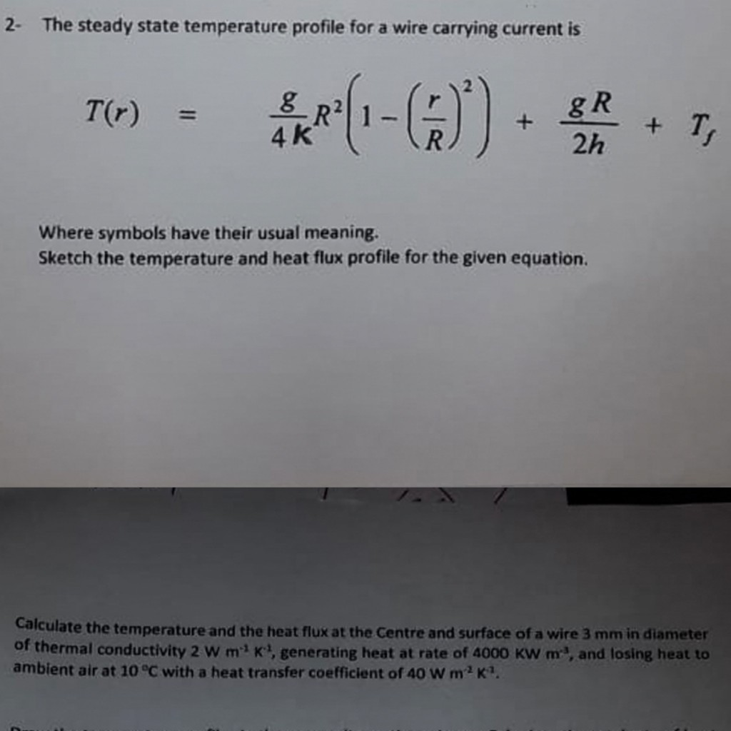 2- The steady state temperature profile for a wire | Chegg.com