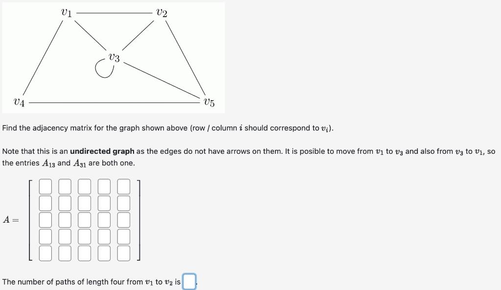 Solved Find the adjacency matrix for the graph shown above | Chegg.com