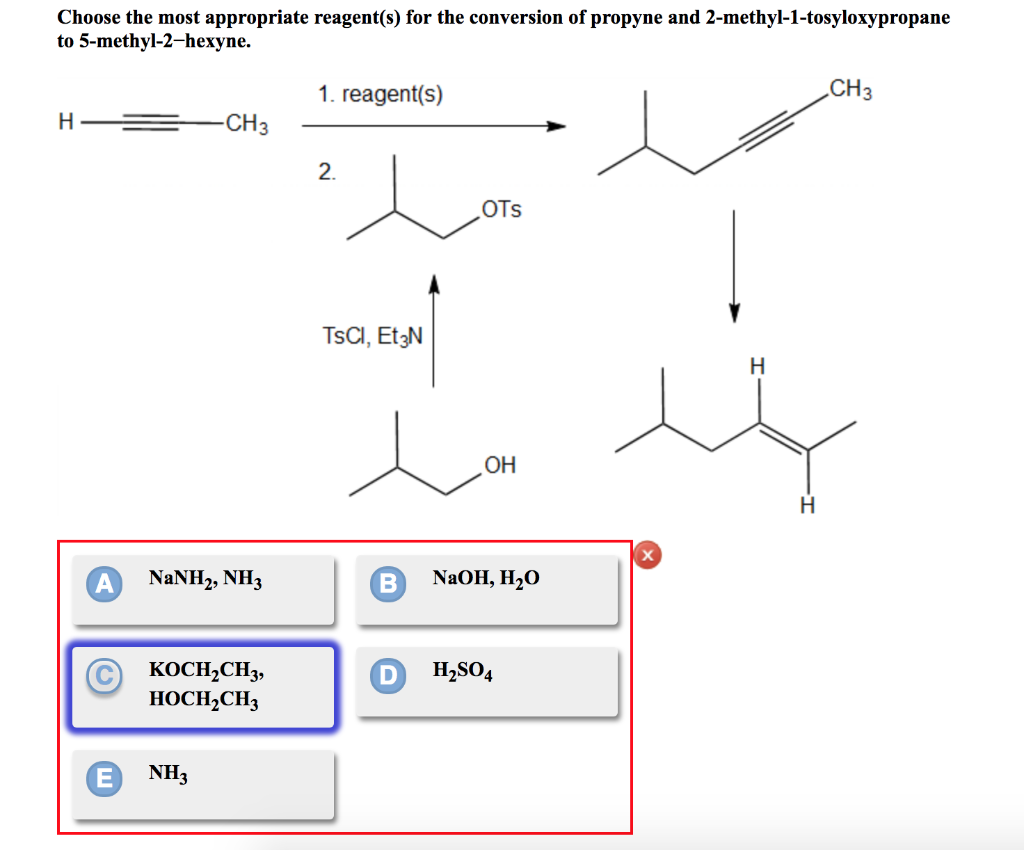 Solved Choose the most appropriate reagent(s) for the | Chegg.com