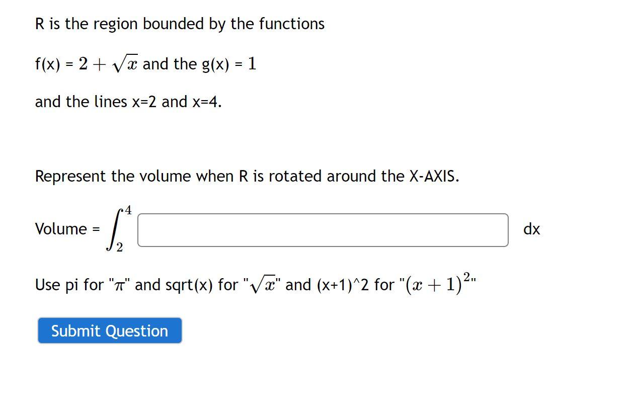 Solved R is the region bounded by the functions f(x)=2+x and | Chegg.com