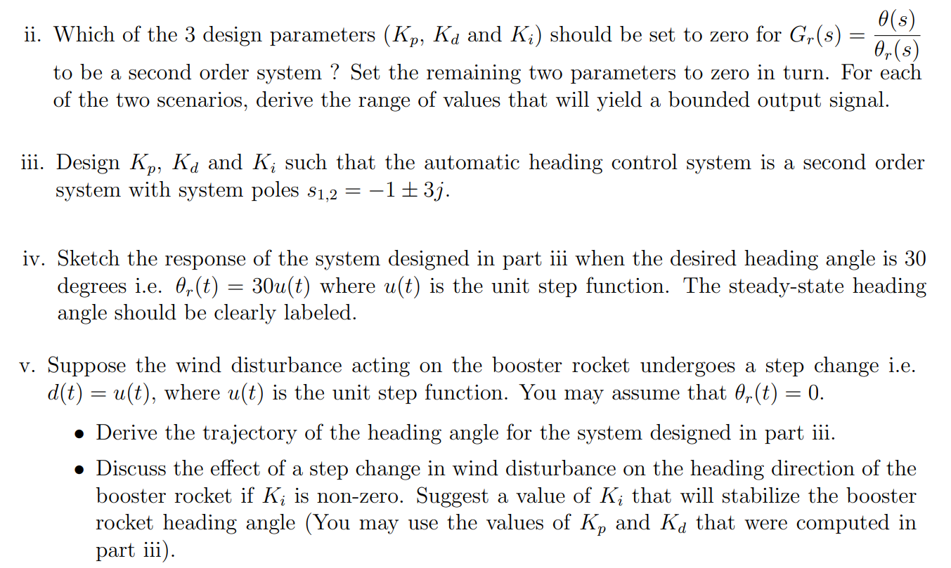 Solved 2. Analysis of the booster rocket control system A | Chegg.com