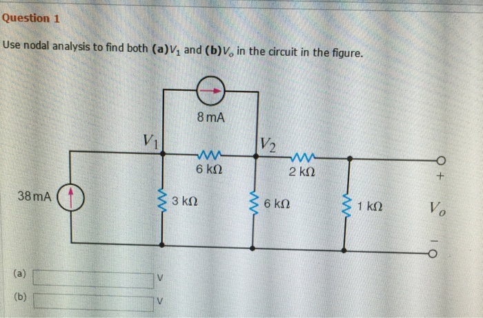 Solved Use nodal analysis to find both (a) V_1 and (b)V_0 in | Chegg.com