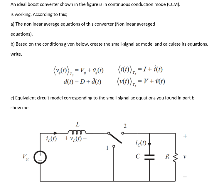 Solved An ideal boost converter shown in the figure is in | Chegg.com