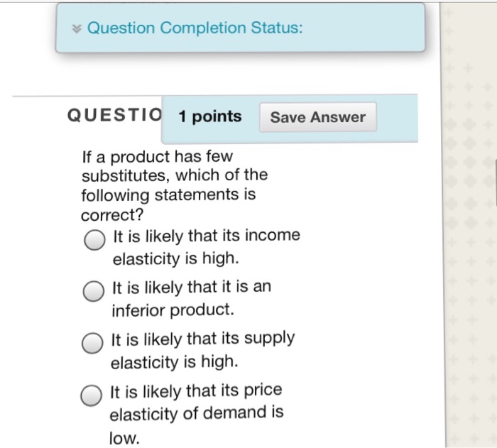 Solved Question Completion Status: QUESTIO 1 points Save | Chegg.com