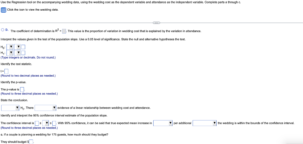 Solved Click the icon to view the wedding data. a. What is | Chegg.com