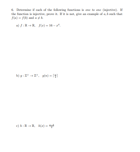 Solved 6. Determine if each of the following functions is | Chegg.com