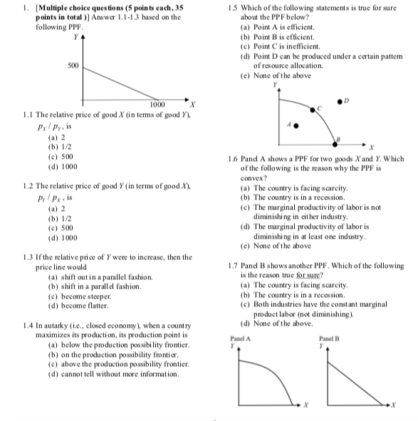 Solved 1. [Multiple choice questions (5 points each, 35 | Chegg.com