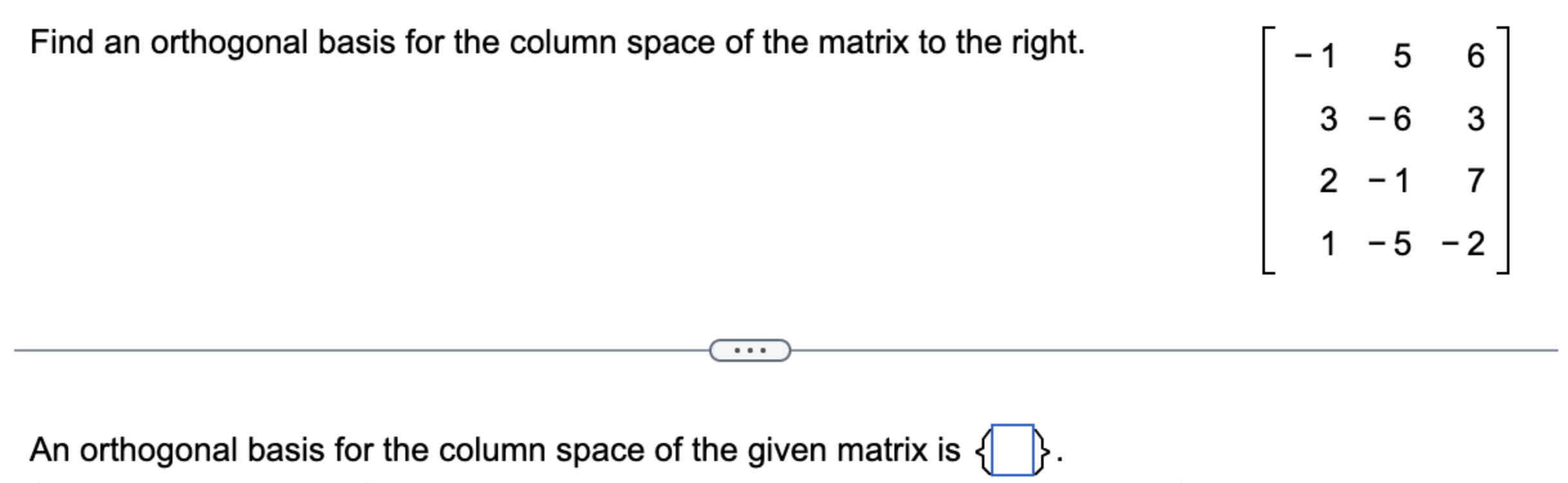 Find an orthogonal basis for the column space of the | Chegg.com