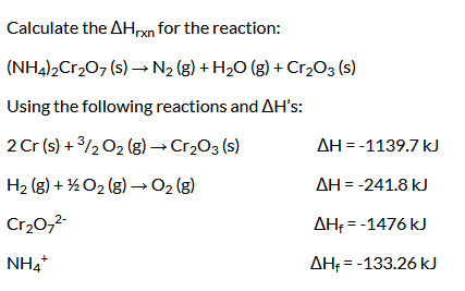 Solved Calculate the AHrxn for the reaction: Using the | Chegg.com