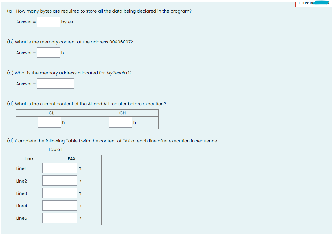 Solved Given a portion of coding in assembly language and | Chegg.com