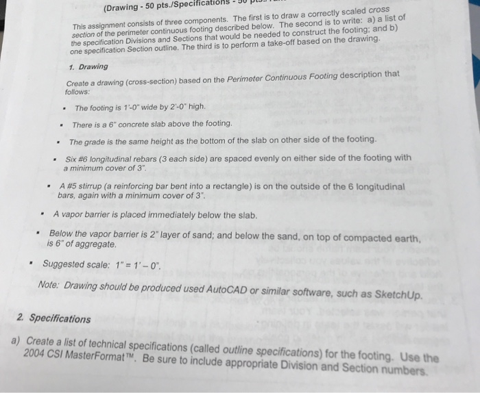 DL (Drawing - 50 pts./Specificatións-30 This | Chegg.com