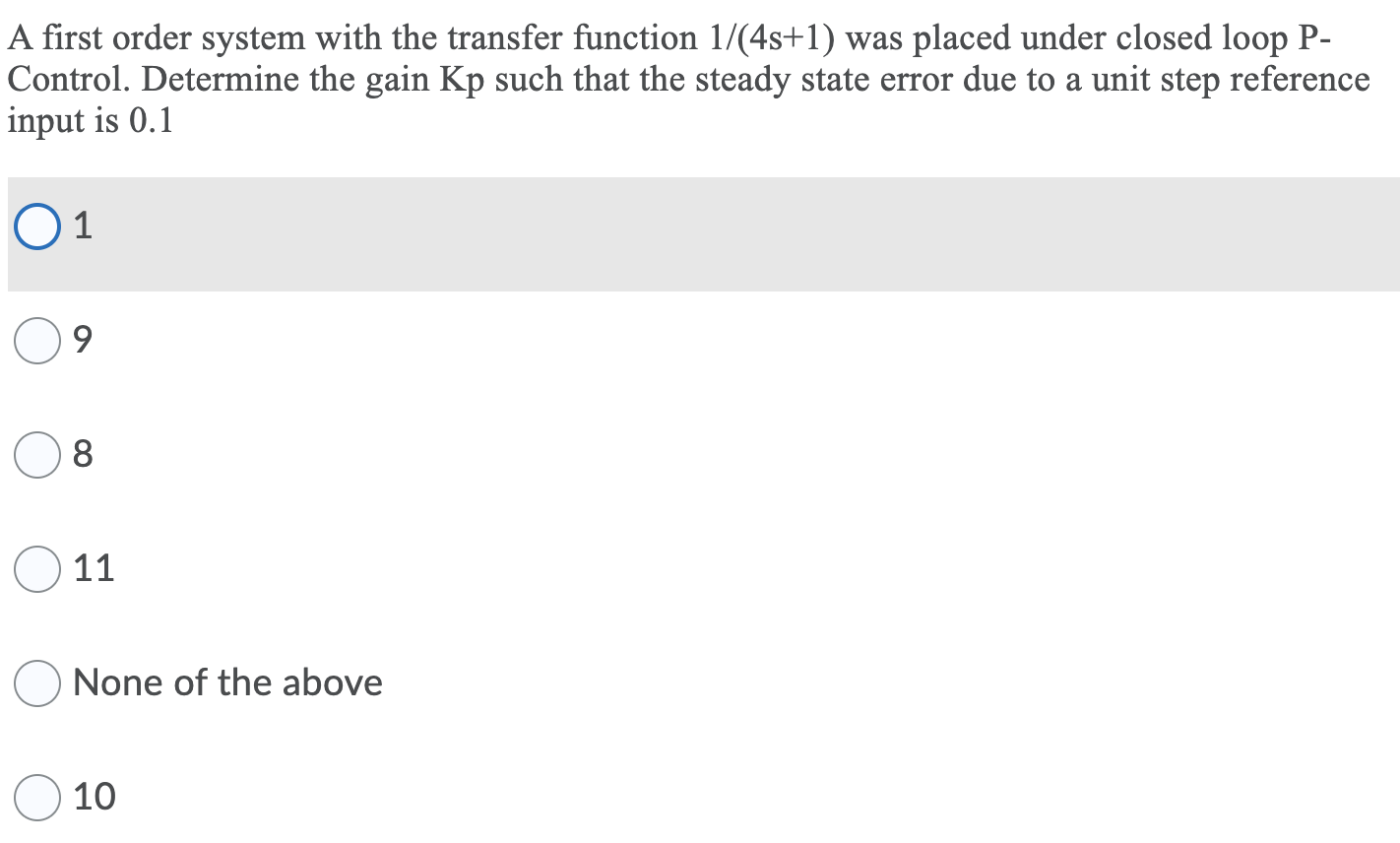 Solved A first order system with the transfer function | Chegg.com