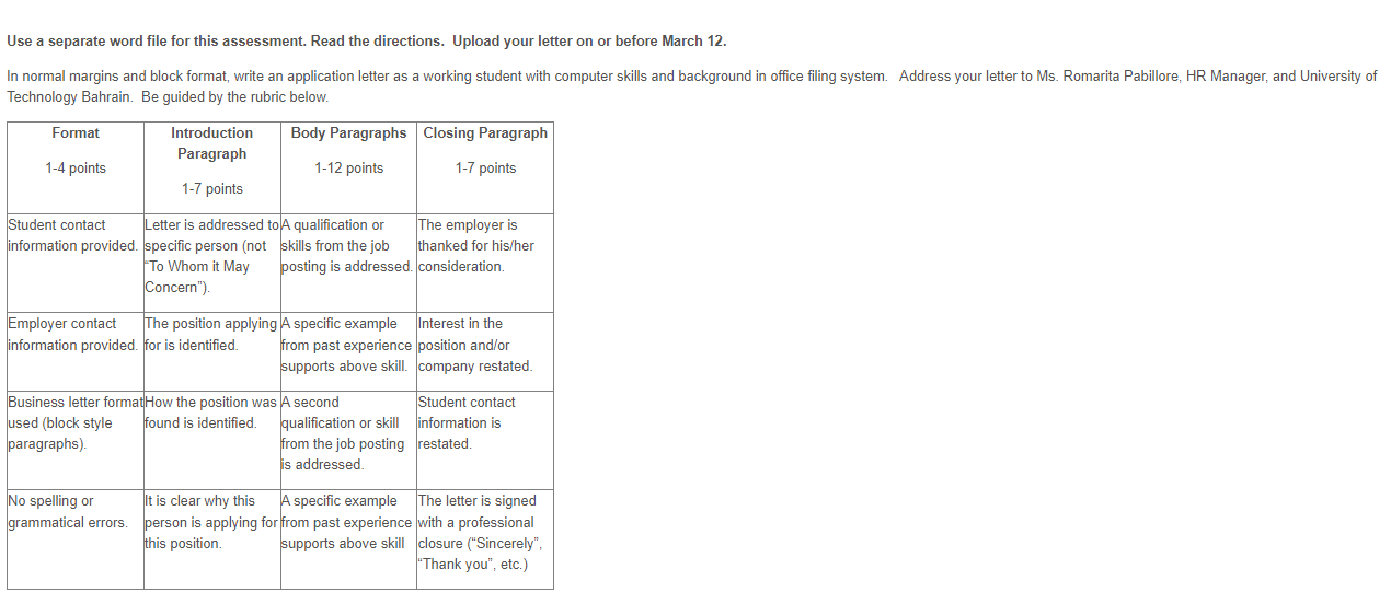 Use a separate word file for this assessment. Read | Chegg.com
