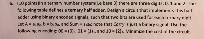 Solved 5. (10 points)In a ternary number system(i.e base 3) | Chegg.com