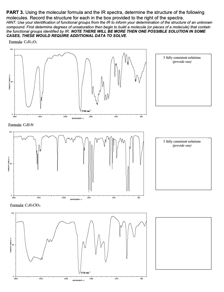 Solved PART 3. Using the molecular formula and the IR | Chegg.com