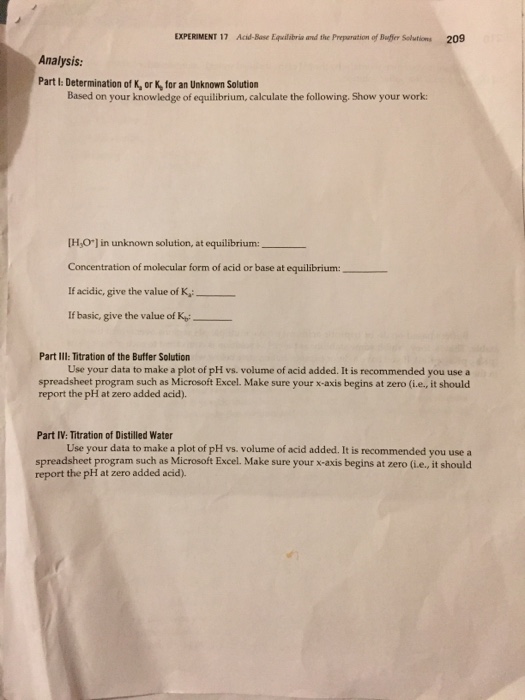 Solved EXERCISE 17 LAB SECTION Report Data Part I: | Chegg.com