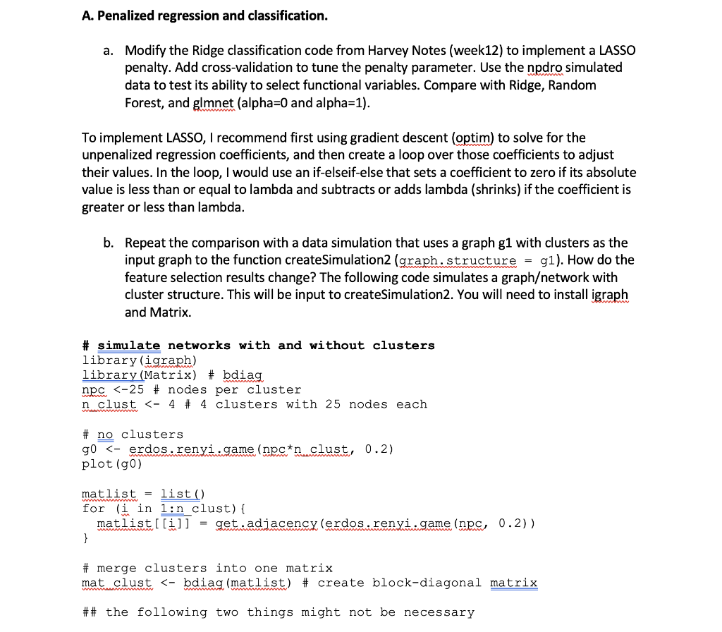 a. Modify the Ridge classification code from Harvey | Chegg.com
