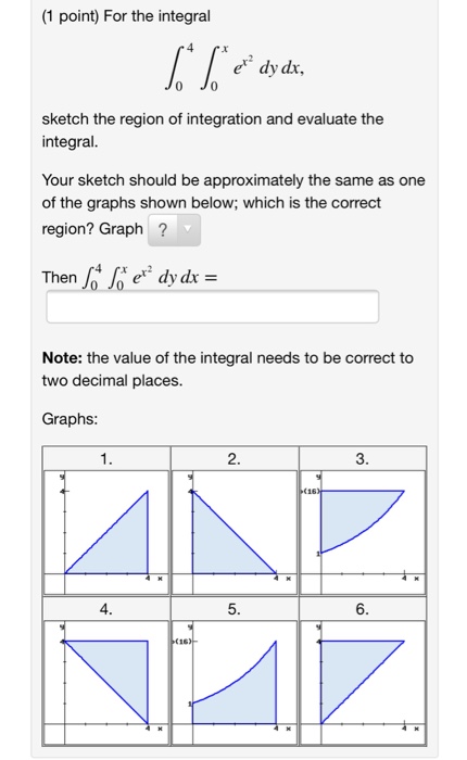Solved (1 point) For the integral dy dx. sketch the region | Chegg.com