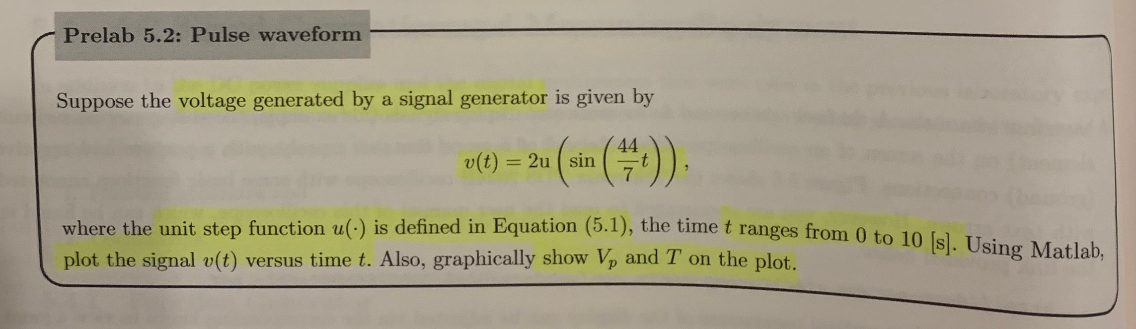 Solved Prelab 5.2: Pulse waveform Suppose the voltage | Chegg.com