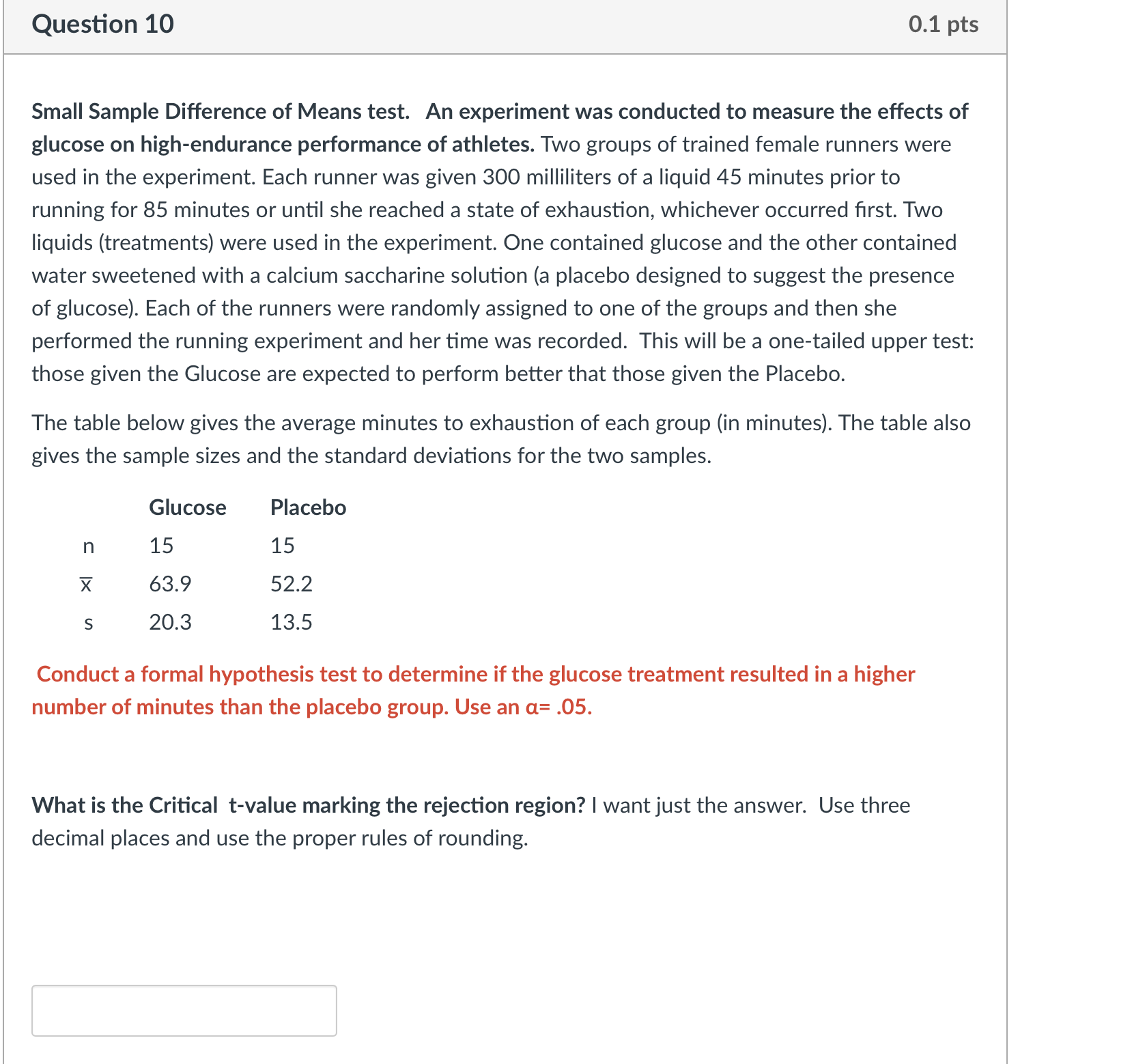 Solved Small Sample Difference of Means test. An experiment | Chegg.com