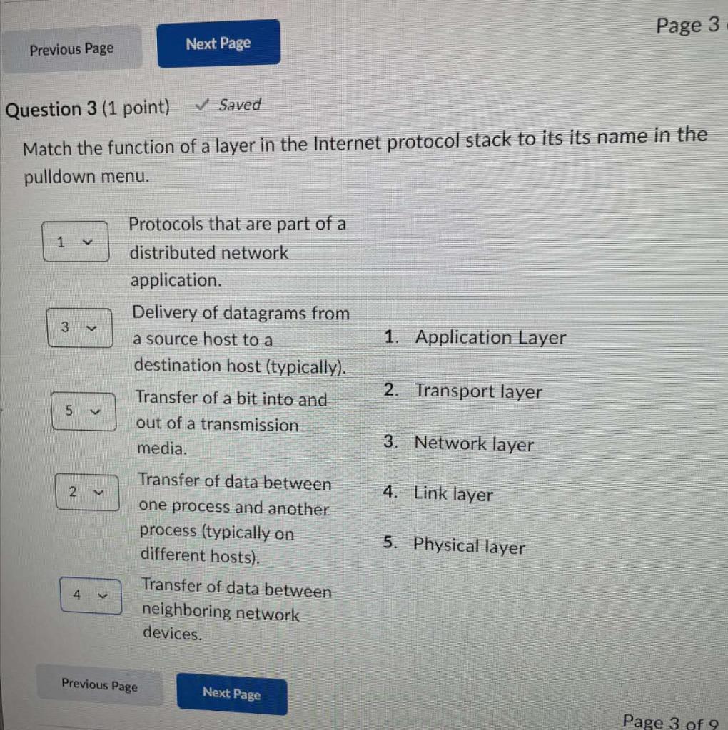 [Solved]: Computer Networks Question 3 (1 point) ( checkm