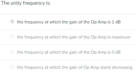 Solved The unity frequency is: the frequency at which the | Chegg.com
