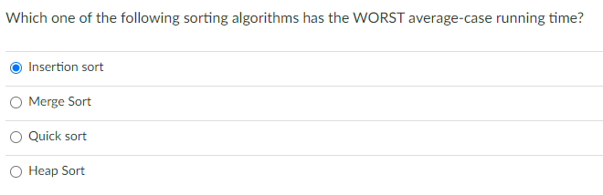 Solved Which one of the following sorting algorithms has the | Chegg.com