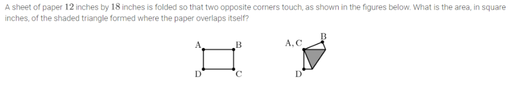 Solved A sheet of paper $12$ inches by $18$ inches is folded | Chegg.com